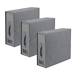 3 Pack Bed Sheet Organizers and Storage,Fabric Foldable Sheet Organizer, Zipper Bedding Sheet Storage Box, Linen Closet Organizer for Bedsheet Set,Clothing,Duvet Covers,Pillowcases(Queen/King Size)