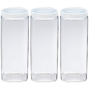 Silicook Clear Plastic Jar, Set of 3-40oz, Square Shaped, Transparent, Food Storage Container, Kitchen & Household Organization for Dry goods, Spices, Vegetables, Ingredients and More