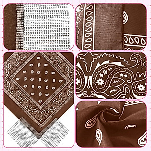 Pasimy Rhinestone Cowgirl Cowboy Hat and Bachelorette Bandanas Set Bling Diamond Fringe Hat for Women Men Cosplay Costume (Black)