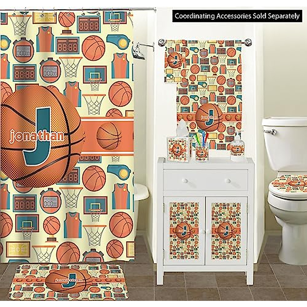 RNK Shops Basketball Waste Basket - Double Sided (Black) (Personalized)