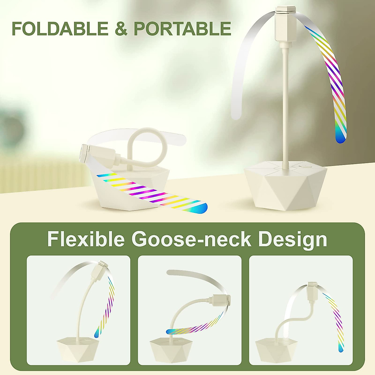 Portable Battery Powered Food Fans for Tables Up to 15 Hours Working Time, Indoor Outdoor Food Fan with Flexible Goose-Neck Blades for Home Restaurant Party Picnic Patio BBQ (4 Packs Beige)