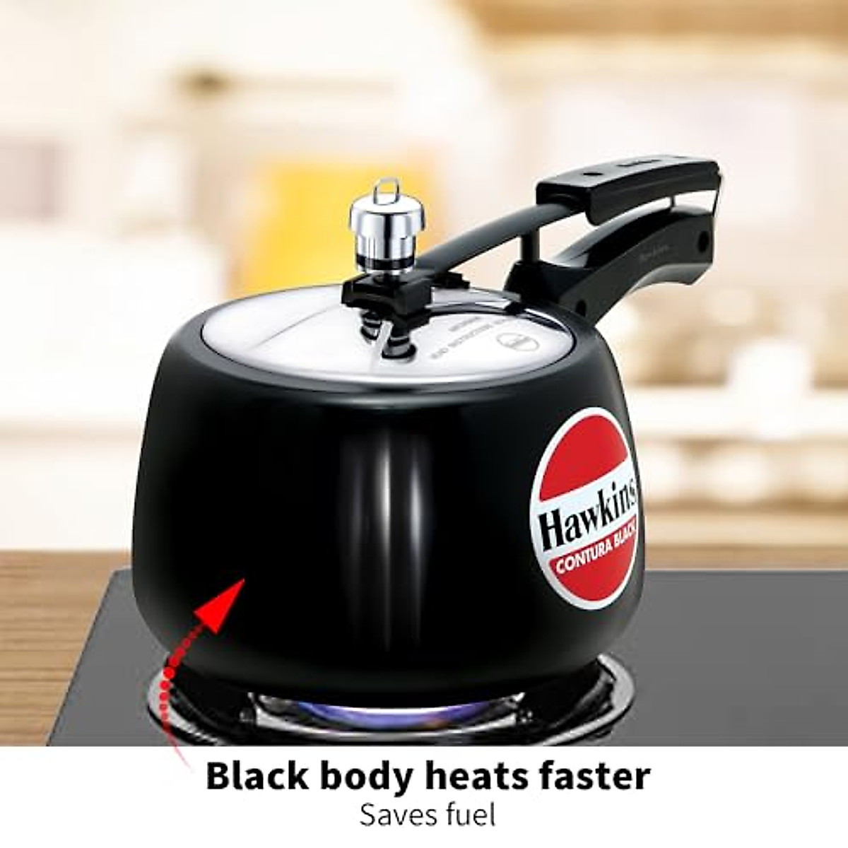 Hawkins CB30 Hard Anodised Pressure Cooker, 3-Liter, Contura Black