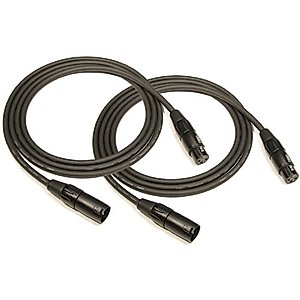 Kirlin 25FT Professional Mic Cables - Black - XLR / XLR - 2 PACK