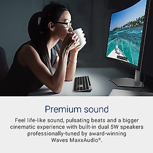 Dell S3221QS 32 Inch Curved 4K UHD (3840 x 2160), VA Ultra-Thin Bezel Monitor, 60Hz, 4MS Response Time, 90% DCI-P3, 99% sRGB, AMD FreeSync, HDMI, DisplayPort, Built in Speakers, VESA Certified, Silver