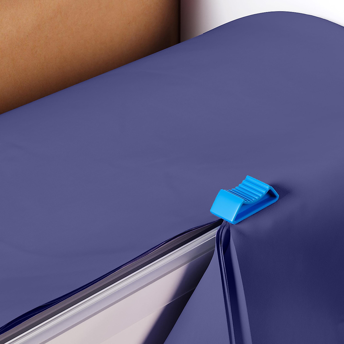 Exquisite 54 Inch X 100 Feet Navy Plastic Table Cover Roll in A Cut - to - Size Box with Convenient Slide Cutter. Cuts Up to 12 Rectangle 8 Feet Plastic Disposable Tablecloths