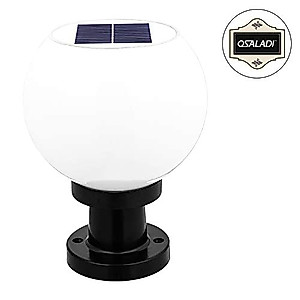 OSALADI 200MM Led Solar Post Light Outdoor Round Ball Landscape Light for Exterior House Garden Yard Patio Fence Deck, White, Random Base