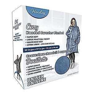 Premium Wearable Hooded Sweater Blanket for Adult Women and Men 37"x32" - Super Soft, Lightweight, Microplush, Cozy and Functional Throw Blanket (Navy Blue)