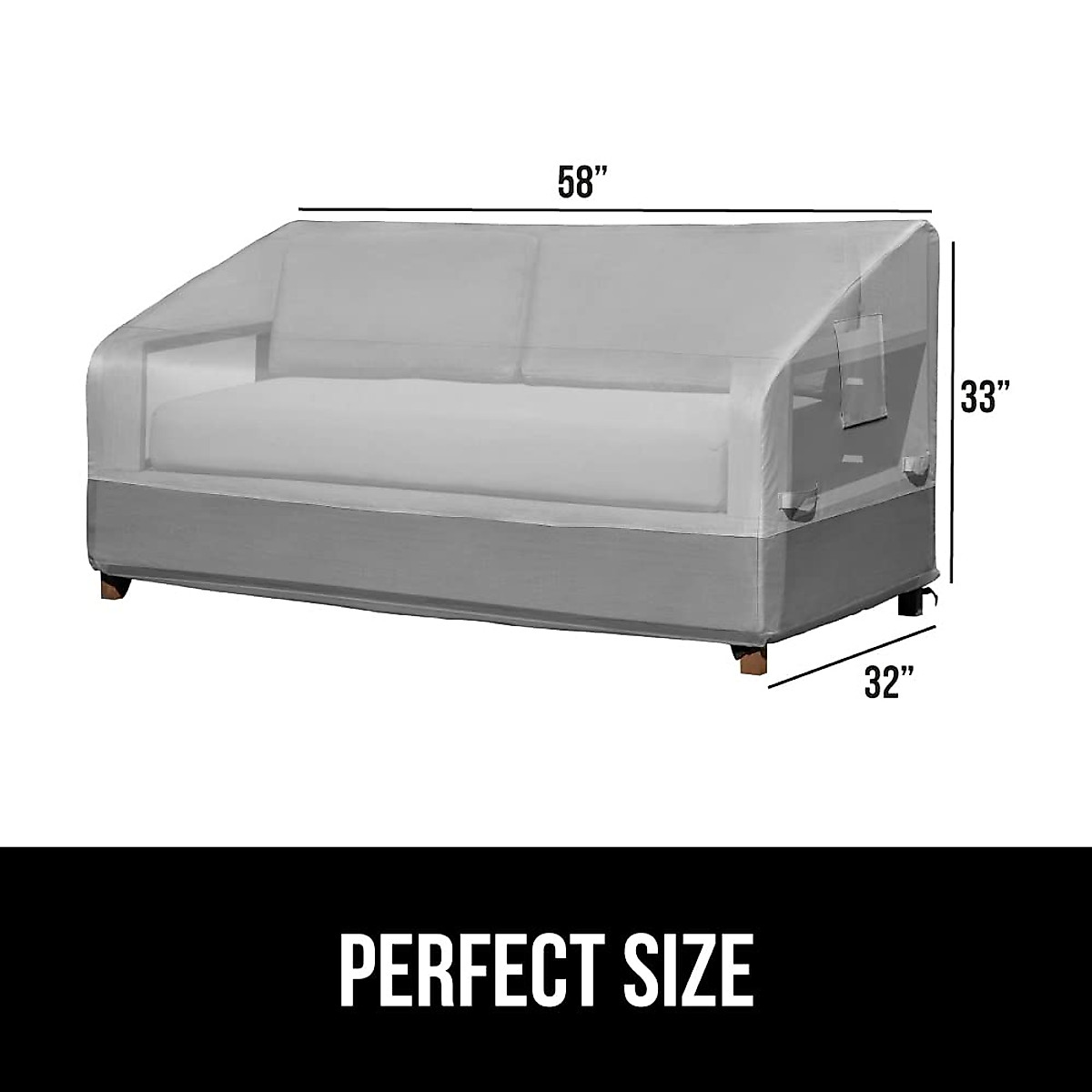 Gorilla Grip Heavy Duty Waterproof Outdoor Loveseat Cover, 58 Inch, Adjustable Patio Furniture Covers for Winter, Keep Cushions Dry, Protects from Sun, Snow, Rain, Windproof, UV Coated, 1 Pack