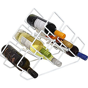 Sunnydaze Modern 6-Bottle Triangular Countertop Wine Rack - Freestanding Indoor Steel Wire Accent for Kitchen, Home Bar, or Living Room - White - 13.25-Inch H