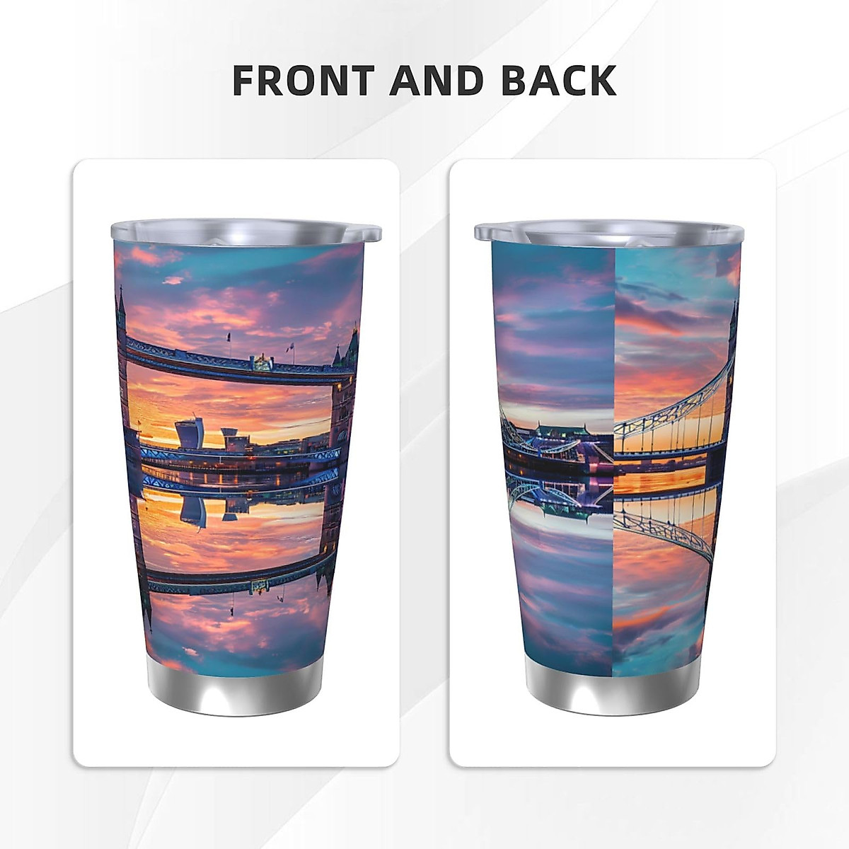 AYCZN Sunrise Bridge 20 OZ Tumbler Stainless Steel Travel Coffee Mug, London Insulated Water Bottle with Lid Leakproof Thermal Cup