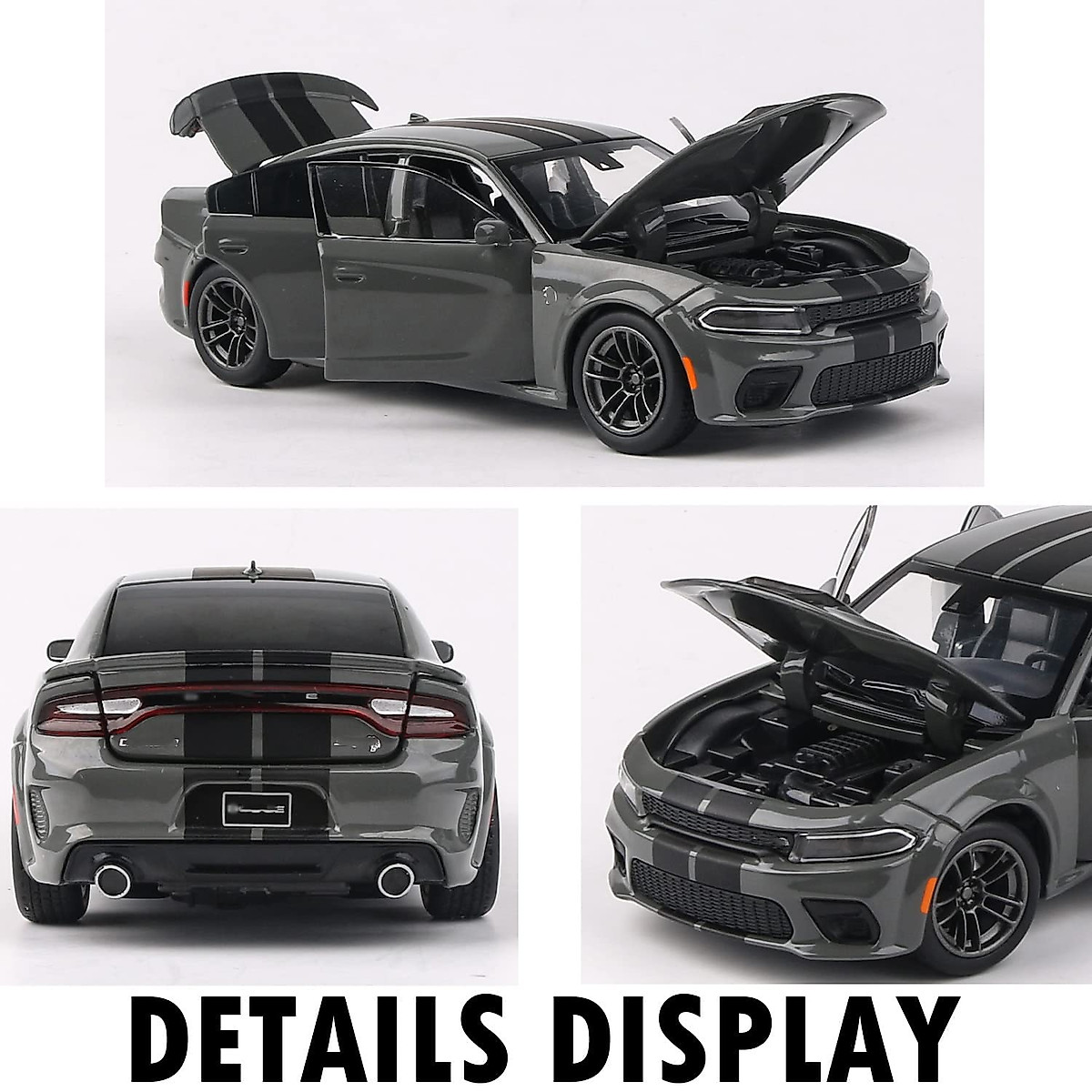 JIAYEMODEL Speed & Furious 1:32 Diecast Toy Car Model for Charger SRT Muscle Cars,Steering Suspension,Mini Vehicles Toys for Kids,Boyfriend Gift（Grey）