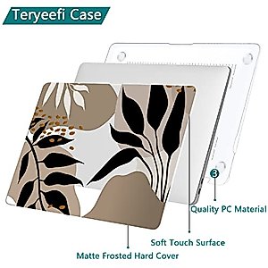 Teryeefi Compatible with 2020 MacBook Air 13 inch Case 2021 2019 Model M1 A2337 A2179 A1932, Clear Hard Shell Case & Keyboard Cover & Screen Protector for Mac Air 13 with Touch ID, Tropical Leaves