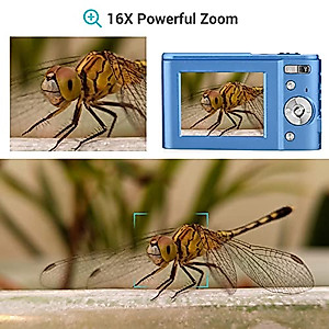 Andoer Portable Digital Camera 48MP 1080P 2.4-inch IPS Screen 16X Zoom Auto Focus Self-Timer 128GB Extended Memory Face Detection Anti-Shaking with 2pcs Batteries Hand Strap Carry Pouch