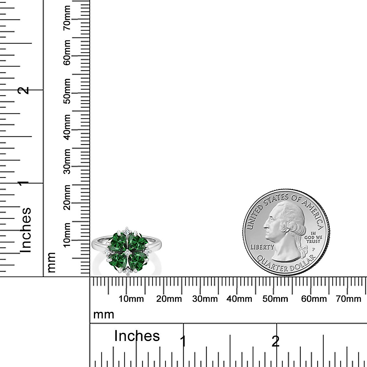 Gem Stone King 925 Sterling Silver Green Nano Emerald Ring For Women (1.48 Cttw, Heart Shape 5MM, Gemstone May Birthstone, Size 8)