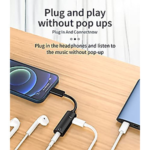 Headphone Adapter for Lightning to 3.5mm AUX Audio Jack and Charger Dongle Earphone Splitter for iPhone 11 12 Mini pro max xs xr x se 7 8 Plus Ipad Air Power Charging Connector Apple MFI Certified
