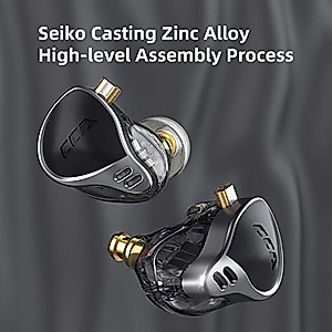 CCA CA24 in-Ear Monitors, 12 BA One Side HiFi in-Ear Earphones with Zinc Alloy Surface Resin Housing, HiFi Stereo IEM Wired Earphones/Earbuds/Headphones for Musician Audiophile(Black with Mic) …