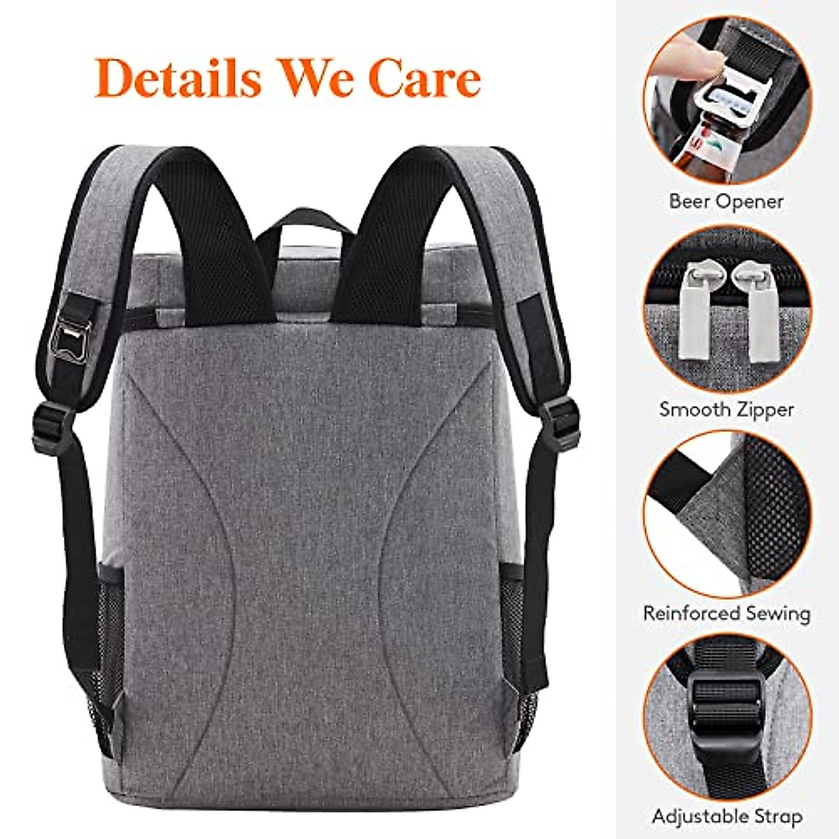 Lifewit 30 Cans Backpack Cooler Waterproof Insulated Soft Lunch Cooler Backpack Lightweight Leakproof Cooler Bag for Men Women Adults for Work Picnics Beach Camping Travel Outdoor Activities, Grey