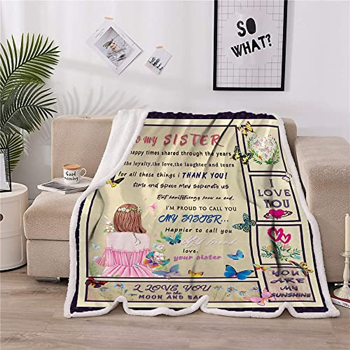 Sister Gifts Birthday Gifts for Sister Throw Blanket,Sister Birthday Gifts from Sister,Sister Christmas Valentines Day Gifts,Gifts for Big Sister-Bestie -Sister in Law Soft Warm Throws Blanket