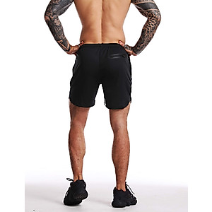 FLYFIREFLY Men's 2-in-1 Workout Running Shorts 7" Lightweight Gym Yoga Training Sport Short Pants Yellow Camo