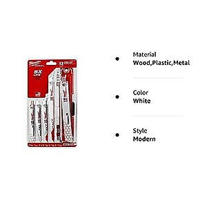 Milwaukee 12 Piece Multi Material (Wood, Plastic, Metal) Bi-Metal SAWZALL Ultimate Demolition Reciprocating Saw Blade Set