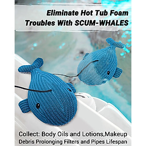 AOSYCO Scum Absorber for Spa Hot Tub, Whale Scum Defoamer Hot Tubs Skimmer, Anting Foam Absorbing Sponges Accessories, Upgraded of Scum Bug Scumbug Scum Rays, Soak Up Oils Reusable Cleaner, 2Pack Kit