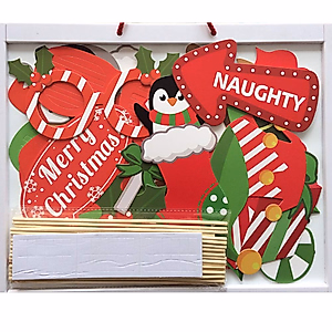 Christmas Photo Booth Props 32Pcs（Upgraded Version）, Merry Christmas Party Pose Sign, Red and Green Christmas Party Supplies Decorations for Kids Adults