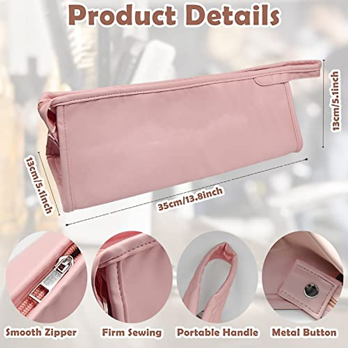 Hair Dryer Case for Dyson/Shark Flexstyle, Portable Hair Dryer Travel Case Leather Carrying Case, Hair Dryer Travel Bag Anti-Scratch Shockproof Protection Storage Bag for Dyson Accessories(Pink)