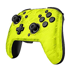 PDP Gaming Faceoff Deluxe Wireless Switch Pro Controller - Yellow Camo / Camouflage - Officially Licensed by Nintendo - Customizable buttons, sticks, triggers, and paddles - Motion Sensing Controllers