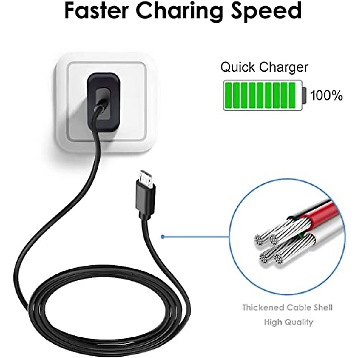 10FT Charger Mirco USB Charging Cable Compatible with Alcatel Go Flip, Go Flip 3, Go Flip V 4044V 4051s,Alcatel OneTouch,Cingular Flip 2/3, MyFlip, QuickFlip, Smartflip 4052r 5044C 5002r 9024W, TCL A3
