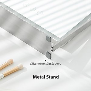 NEZZOE Makeup Mirror with Lights, 14 inch Vanity Mirror with 104 LED Lights, Plug in Table Mirror, Rectangular Desk Mirror with Metal Stand Base