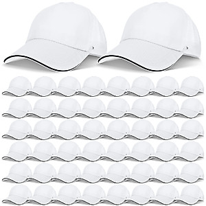 Didaey 50 Pcs Blank Trucker Hats Bulk Unisex Sublimation Hat Baseball Cap Trucker Cap with Adjustable Snapback for Men Women (White)