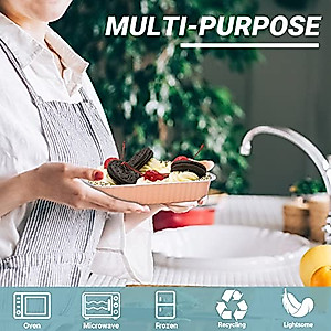 Suice Disposable Mini Cake Pans with Lids 6.5"x2.5"x1.2", 25pcs Aluminum Baking Cups Small Cupcake Pans 6.8Oz, Individual Dessert Pans Rose Gold Disposable Ramekins for Cheesecake, Creme Brule,Cupcake