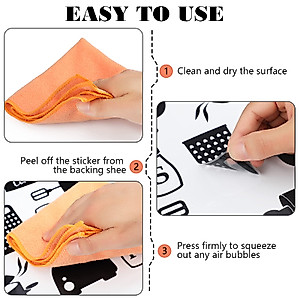 Seajan Kitchen Wall Stickers Kitchen Quotes Wall Decals with Funny Lettering Vinyl Fun Utensils Sticker Peel and Stick Wall Arts for Fridge Restaurant Bar Home Decoration (Black,Medium)