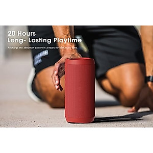 EDUPLINK Bluetooth Speaker, Portable Wireless Speakers, Waterproof IPX7 Speaker, TWS Pairing Stereo, Long Playtime for Home, Travel, Red