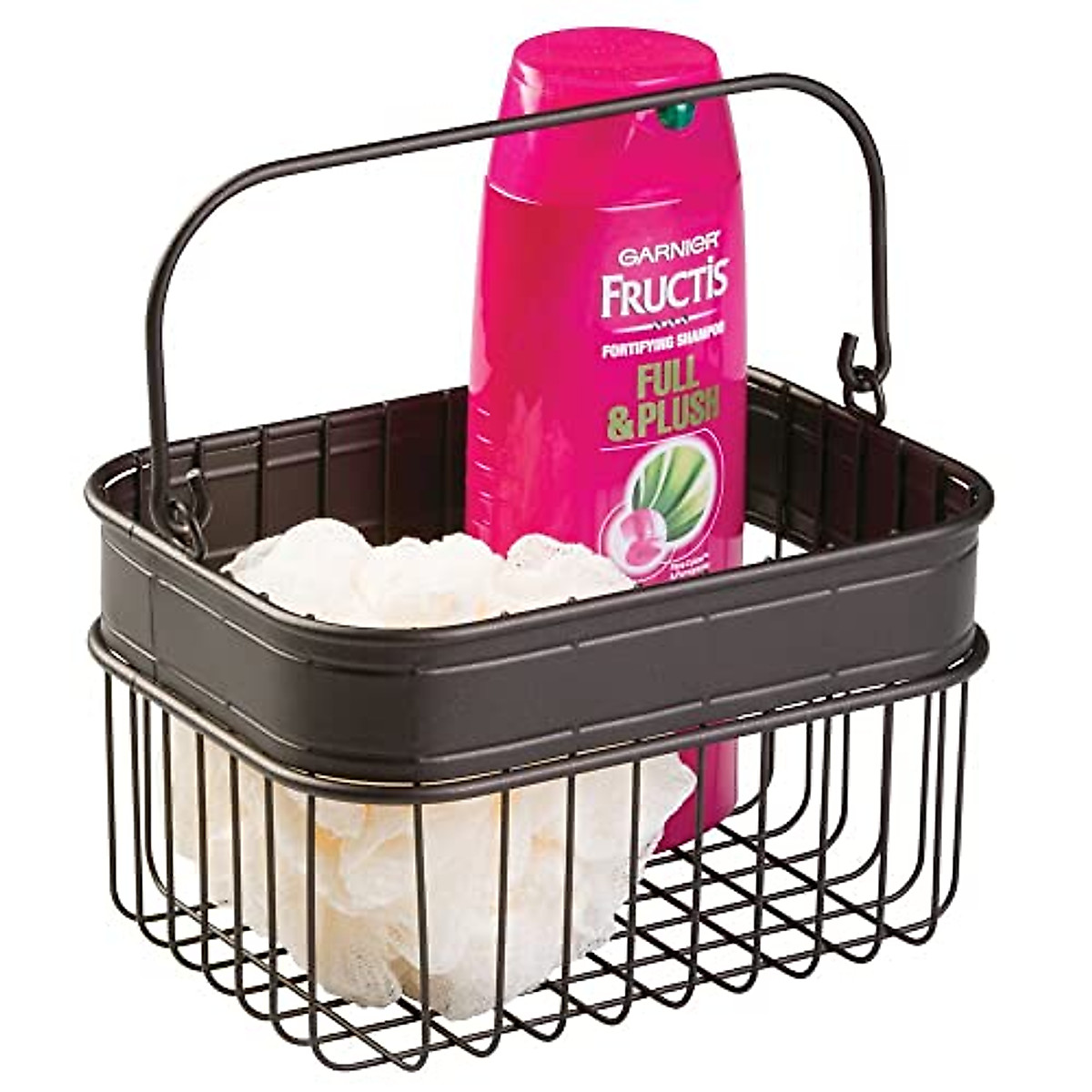 mDesign Small Metal Storage Basket Bin with Handle for Organizing Hand Soap, Body Wash, Shampoo, Lotion, Conditioner, Hand Towels, Hair Styling Accessories - Cameo Collection - 3 Pack - Bronze