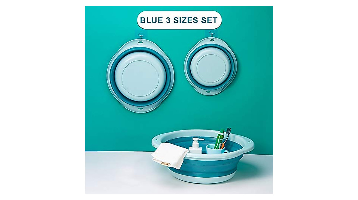 3-Pack Collapsible Wash Basin Set - Space Saving & Portable
