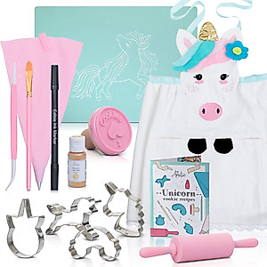 Delightful Unicorn-Themed Cookie Baking Kit for Girls - Includes Adorable Apron, Fun Cookie Cutters, & Comprehensive 14-Piece Cooking Set - Perfect for Kitchen Play and Ideal Gift for Girls Aged 6-12