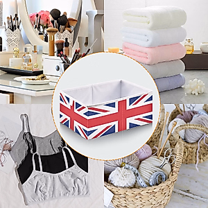 ALAZA British Flag Union Jack London 11 Inch Cube Storage Bin Organizer Foldable Basket for Closet Cabinet Shelf Office