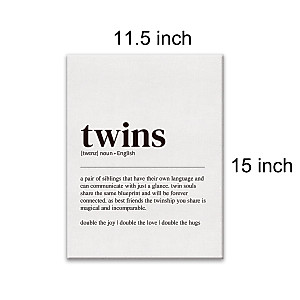 Twins Definition a Pair of Siblings Canvas Wall Art Poster Print Gift, Twin Nursery Painting Ready to Hang Home Decor (11.5" x 15")