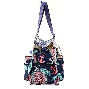 N Gil All Purpose Organizer Medium Utility Tote Bag (Sea Turtle Navy Blue)