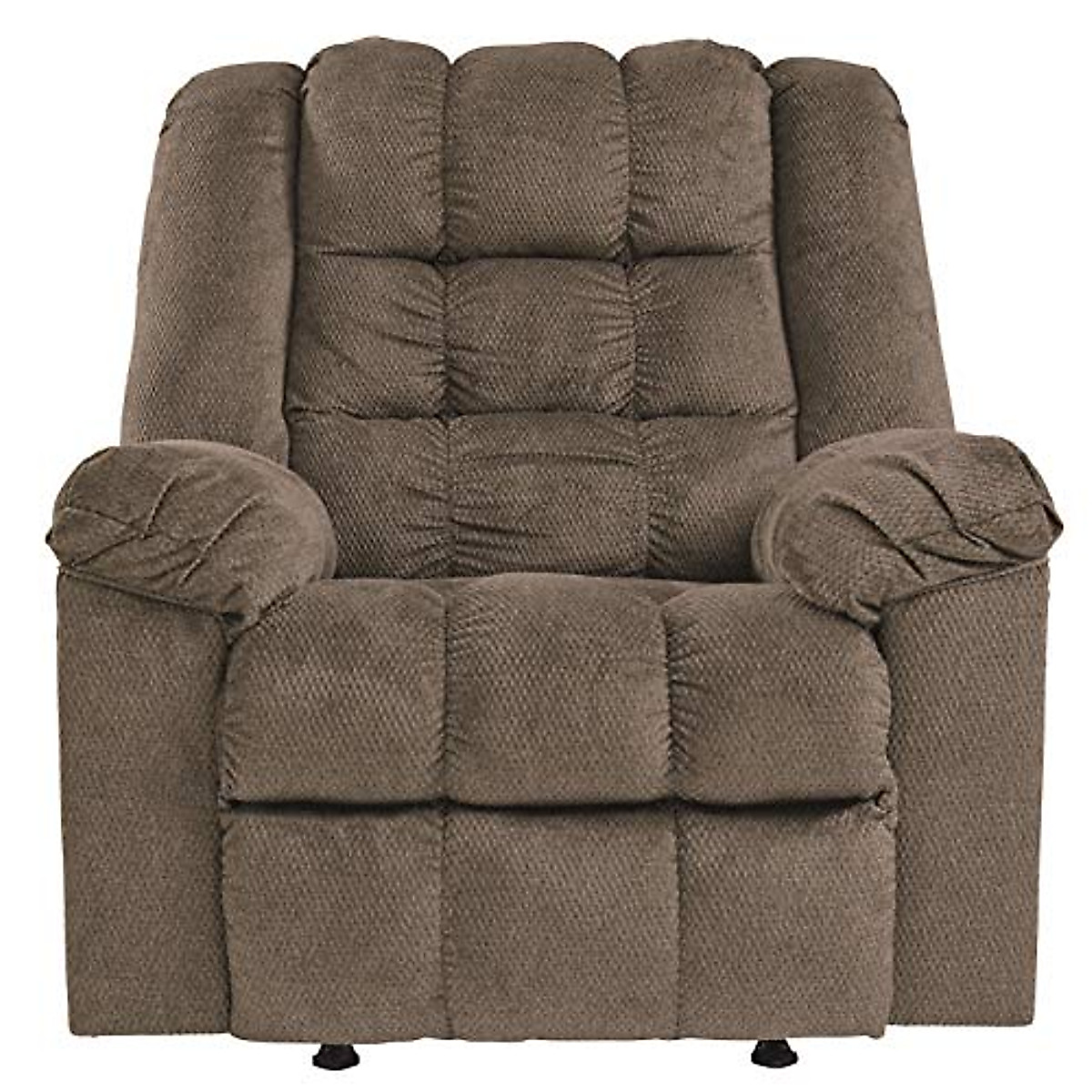 Signature Design by Ashley Drakestone Tufted Manual Rocker Recliner with Lumber Heat and Massage, Light Brown