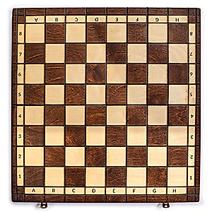 Husaria European International Chess Wooden Game Set, King's Classic - 18-Inch Large Size Chess Set - Folding Board with Felt Bottom Chessmen