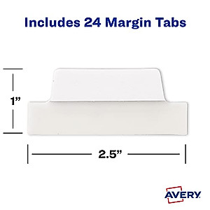 Avery Margin Ultra Tabs, 2.5" x 1", 2-Side Writable, White, 24 Repositionable Page Tabs (74789)