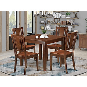 East West Furniture OXDU5-MAH-W Oxford 5 Piece Set for 4 Includes a Square Table and 4 Kitchen Dining Chairs, 36x36 Inch
