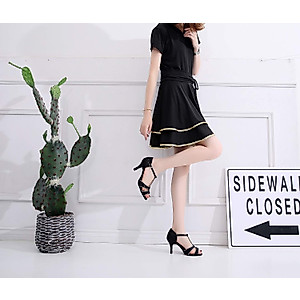 Goettin Dancine Ballroom Latin Social Salsa Tango Dance Shoes,Double-Layer Heel Tip,Premium Satin Ballroom Dance Shoes Women Heel Sandals Women Latin Salsa Bachata Performance Dance Shoes 7.5cm Heel