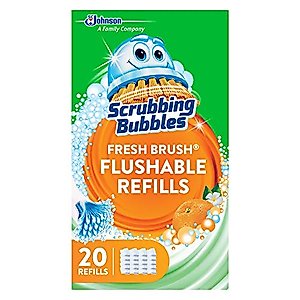 Scrubbing Bubbles Fresh Brush Flushables Refill, Toilet and Toilet Bowl Cleaner, Eliminates Odors and Limescale, Citrus Action Scent, 20 ct