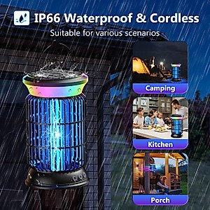 Solar Bug Zapper Outdoor, 4200V Effective Mosquito Zapper, Cordless Bug Zapper Outdoor, 4000mAH Rechargeable Fly Zapper, 4 Modes Insect Zapper for Patio, Porch, Kitchen, Bedroom