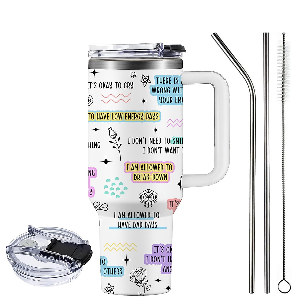 Mental Health Gifts, My Mental Breakdown Cup 40oz Tumbler, Positive Inspirational Gifts for Women, Daily Reminders Affirmations Tumbler, Mental Health Month Birthday Gifts for Friends Bestie Sister