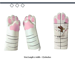 Rosavida Oven Mitts Gloves 1 Pair Heat Resistant 480 ℉ Cat's Claw Creative Kitchen Potholders Baking Gloves Comfortable Thickened Cotton Lining Anti-Scald Gloves