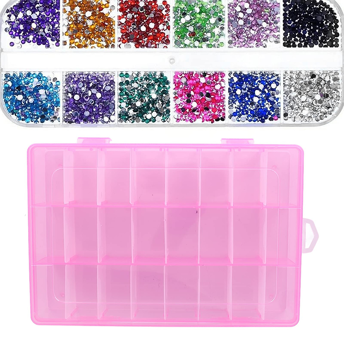 Nail Art Storage Box, 24 Grid Pink Empty Nail Boxes Nail Tips Nail Art Storage Box Plastic Rhinestones Bead Decoration Organizer Case DIY Handmade Gifts Nail Art Supplies Nail Art Container For Beads